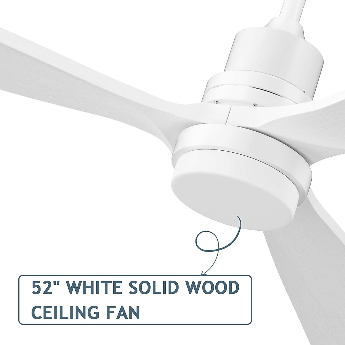 CLUGOJ 52" White Ceiling Fans with Lights Remote Control, Indoor Outdoor Wood Modern Ceiling Fan Noiseless Reversible DC Motor