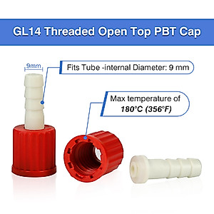ALWSCI Lab Gas Washing Bottle Glass 500mL Graduated Lab Buffer Bottle, Drechsel Head GL45 with Filter disc Adjustable Immersion, 2 threads GL14 PBT Red Screw Cap, 1set