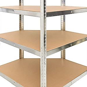 vidaXL 5-Layer Corner Shelf in Silver - Industrial Design - Galvanized Steel and Engineered Wood Construction - Ample Storage Space