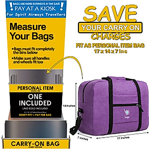 Bago Personal Item Travel Bag For Airlines - Fits As 18x14x8 inches Travel Bag Spirit & Frontier Airlines - Foldable Duffle Bag For Travel - Personal Item Bag Small Carry On Bag For Air Travel