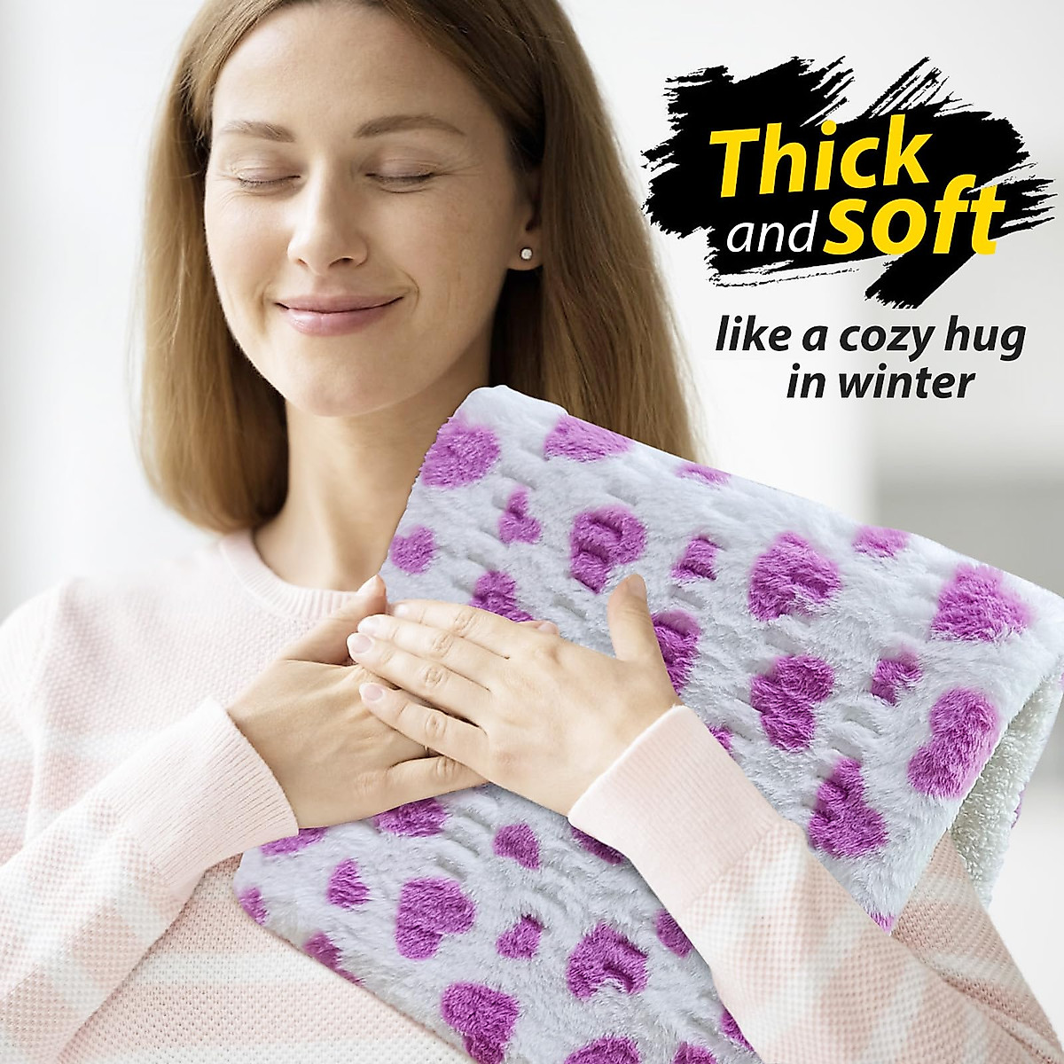 ZXU Heating Pad for Back Pain Relief, Ultra Soft Sherpa Heating Pad for Cramps Relief with 12 Heat Setting and Auto Shut Off Function, Moist Heat Option, Machine Washable Cute Heating Pad