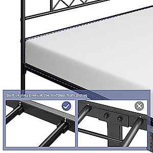 Topeakmart Metal Platform Bed Frame Mattress Foundation with Headboard & Footboard, No Box Spring Needed, Under-Bed Storage, Easy Assembly, California King, Black