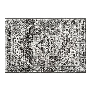 Zacoo 9x12 Rug for Living Room Washable Rugs Rug for Bedroom Vintage Rug Non Slip Carpet Tribal Throw Rugs Large Area Rug Stain Resistant Office Rug Classroom Rug 9'x12' Grey