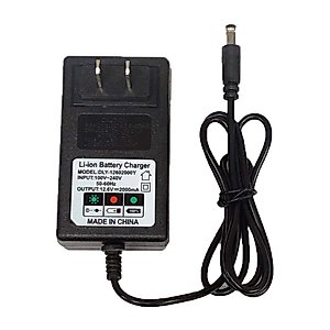 12.6V 2A Fast Li-ion Battery Charger AC/DC for Most 12V Massager and Other 11.1V 10.8V 3Series Lithium Ion Battery Pack Charge DC 5.5X 2.5mm / 2.1mm with Charging Status Light