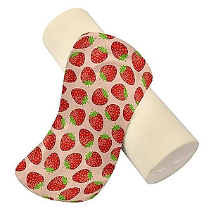 Vnurnrn Cartoon Pink Strawberry Neck Support Pillow Round Neck Roll Bolster Cylinder Pillow Cervical Pillows Leg Pillow for Leg Knee Back Head Support for Work Women Men Traveling Headrest
