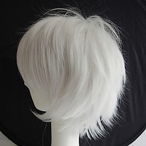 S-noilite Unisex Short White Cosplay Wigs Fluffy Shaggy Straight Women Mens Male Anime Party Costume Heat Resistant Synthetic Hair Wig