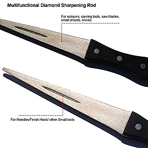 10.6 Inch Diamond Sharpening Rod Sharpening Stone, Diamond Fine Tapered File with wooden handle