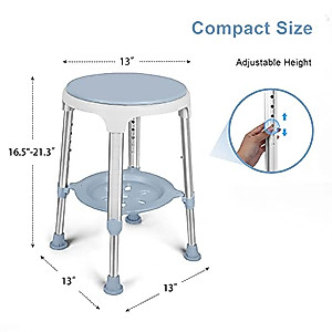 LEACHOI Shower Chair for Inside Shower, Tool-Free Assembly Swivel Shower Stool with Storage Tray, Adjustable Tub Chair and Bathroom Stool for Seniors, Elderly, Handicap & Disabled -300lbs