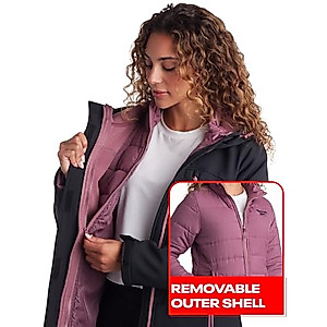 Reebok Women’s Winter Coat – Waterproof Windbreaker Jacket with Removable Puffer Coat – System Jacket for Women (S-XL), Size X-Large, Black