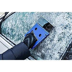 FrostGuard Scrape Buddy Car Ice Scraper Scrape with a Smile - Quickly Remove Frost, Ice and Snow from Your Vehicle Windows and Wiper Blades - Acrylic with Comfort Neoprene Sleeve - Blue Frost