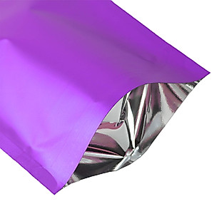 QQ Studio Pack of 100 Translucent/Silver/Color Stand-Up Resealable Zipper Pouch (4.7" x 7.1", Matte Purple)