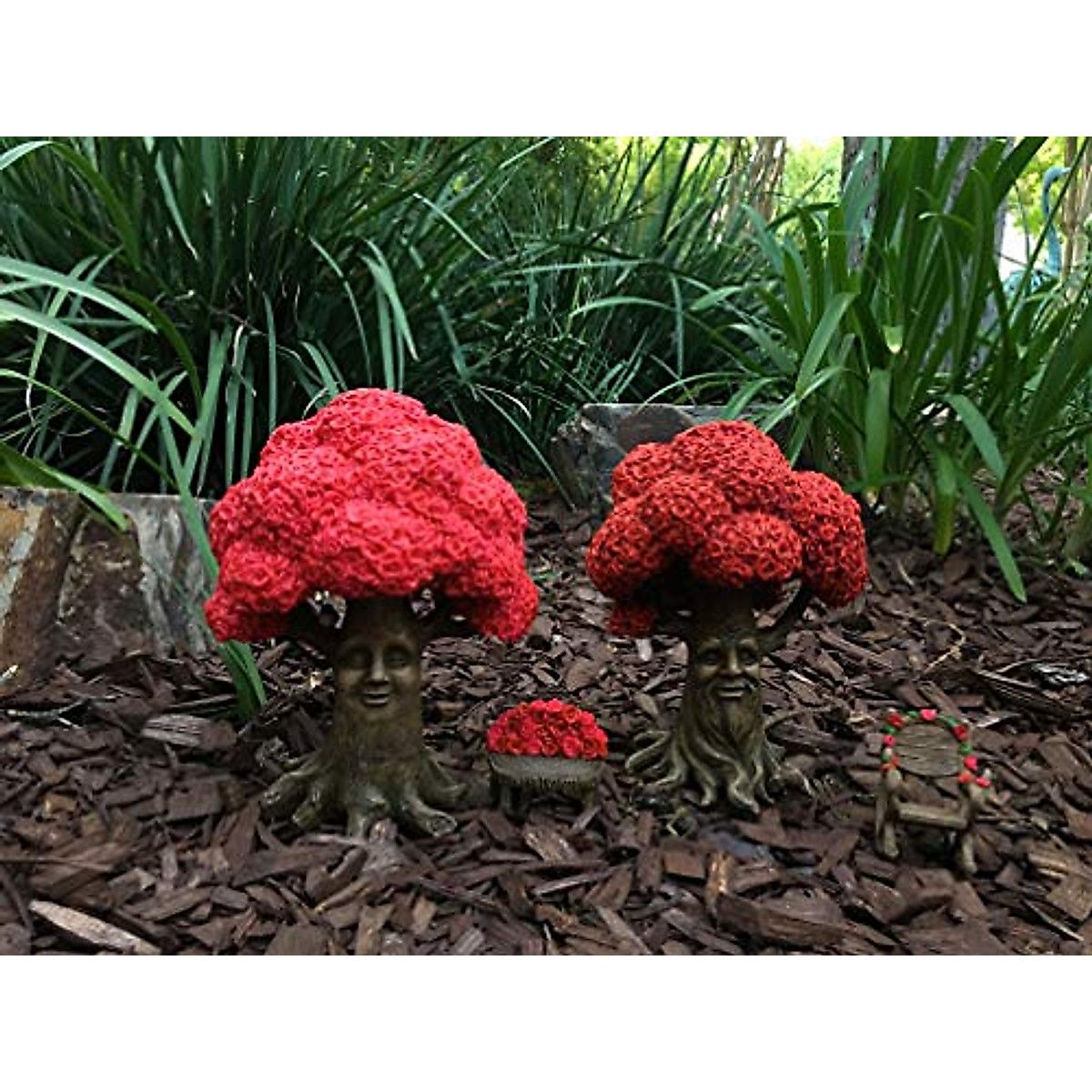 GlitZGlam Fairy Garden Miniature Tree: Mrs. Rose The Pink Rose Tree of Azar (9 Inch Tall) for The Garden Fairies and Gnomes - from The Beautiful Azarian Collection. A Fairy Garden Accessory