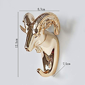 Animal Head Key Hooks Decorative for Wall Creative Resin Hook Hanger (Pack 6) Animal Shaped Coat Hat Hook Wall Hanging Wall Hook Decorative Gift (Electroplated Gold)