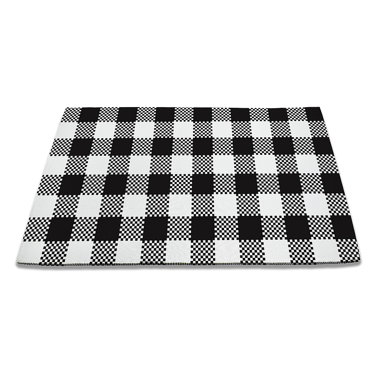 SPUNKER Doormat Checkered and Black Plaid Squares Tartan Door Welcome Mat Vintage Rustic Yard Non Slip Seasonal Home Decoration Indoor Outdoor 17 X 30 Inch