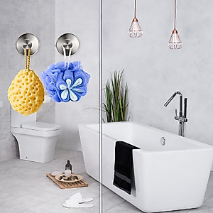 YOHOM Suction Cup Hooks for Shower Bathroom Cup Wall for Inside Vacuum Windows (2 Silver, 2 Silver)