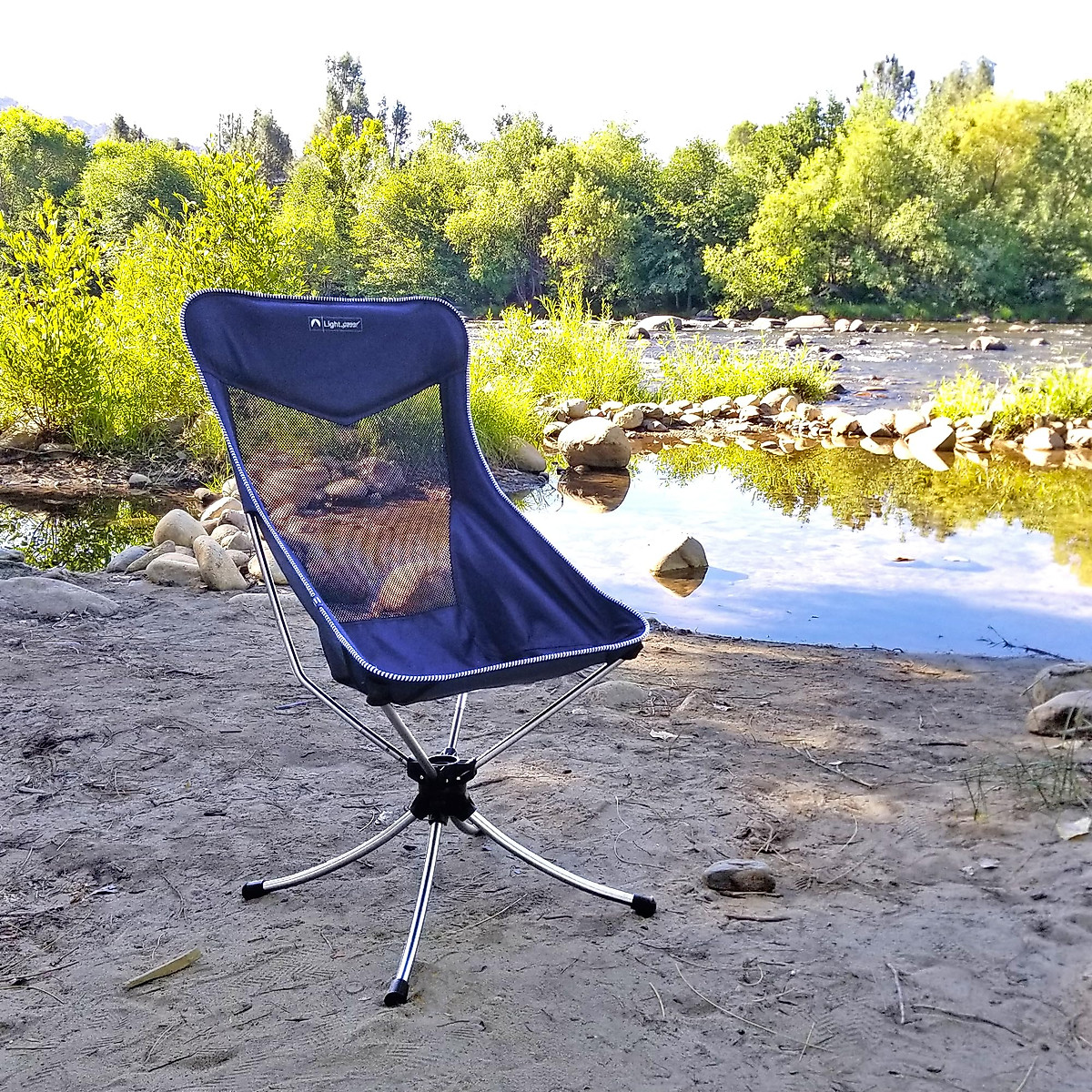 Lightspeed Outdoors Tall Swivel Camp Chair, Outdoor Seating, Blue