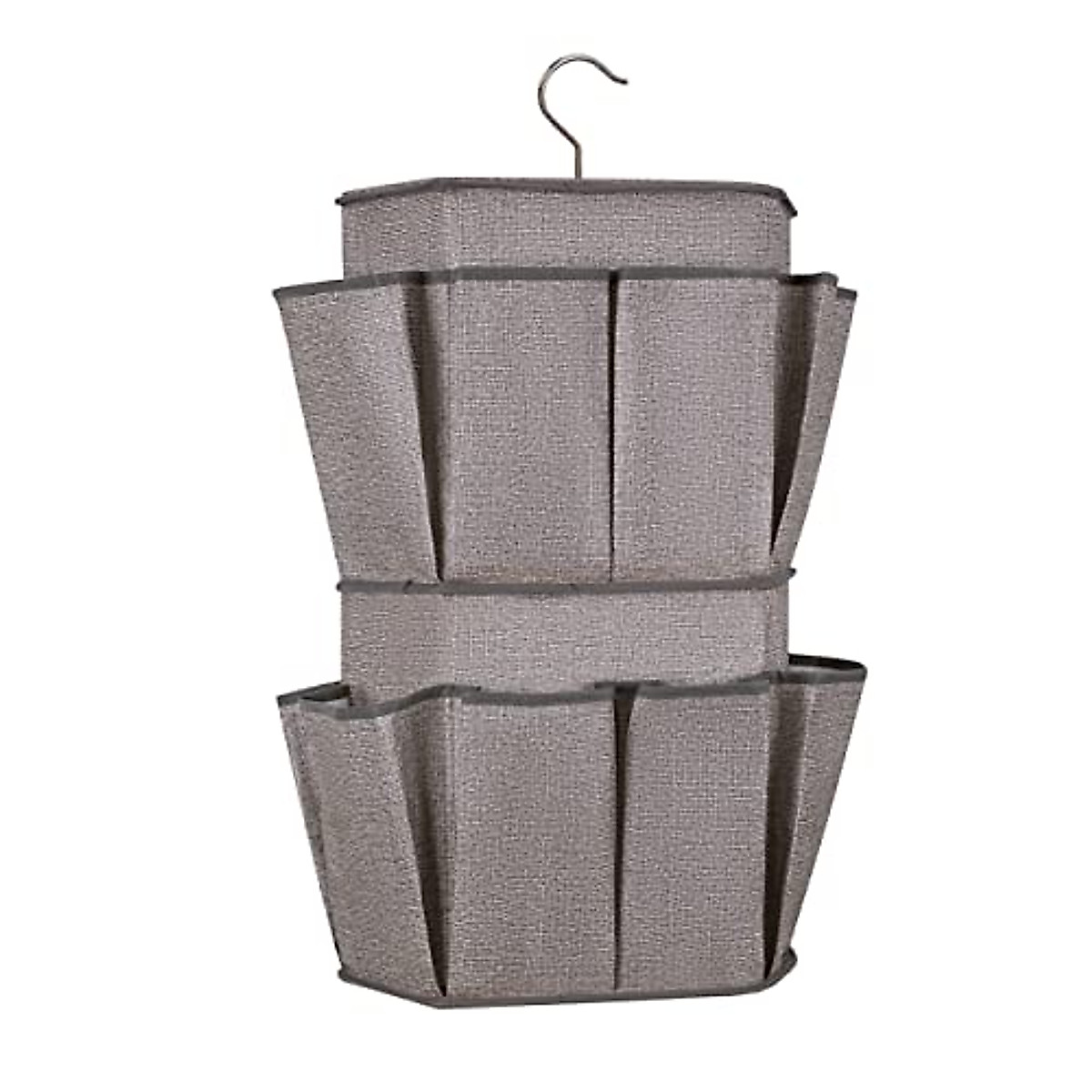 Libeder 2-Tier Rotating Closet Organizer, Hanging Closet Organizers and Storage with 12 Pockets, Closet Hanging Shelf Organizer, Shoe Organizer for Closet Small Space, Grey