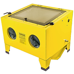 JEGS Bench Top Portable Sand Blaster Cabinet Kit - 15-25 CFM at 40-120 PSI Power Sand Blasters - Heavy Duty Steel Construction Sandblasting Cabinet - 23” x 19” x 14” Sand Blast Cabinet Work Area