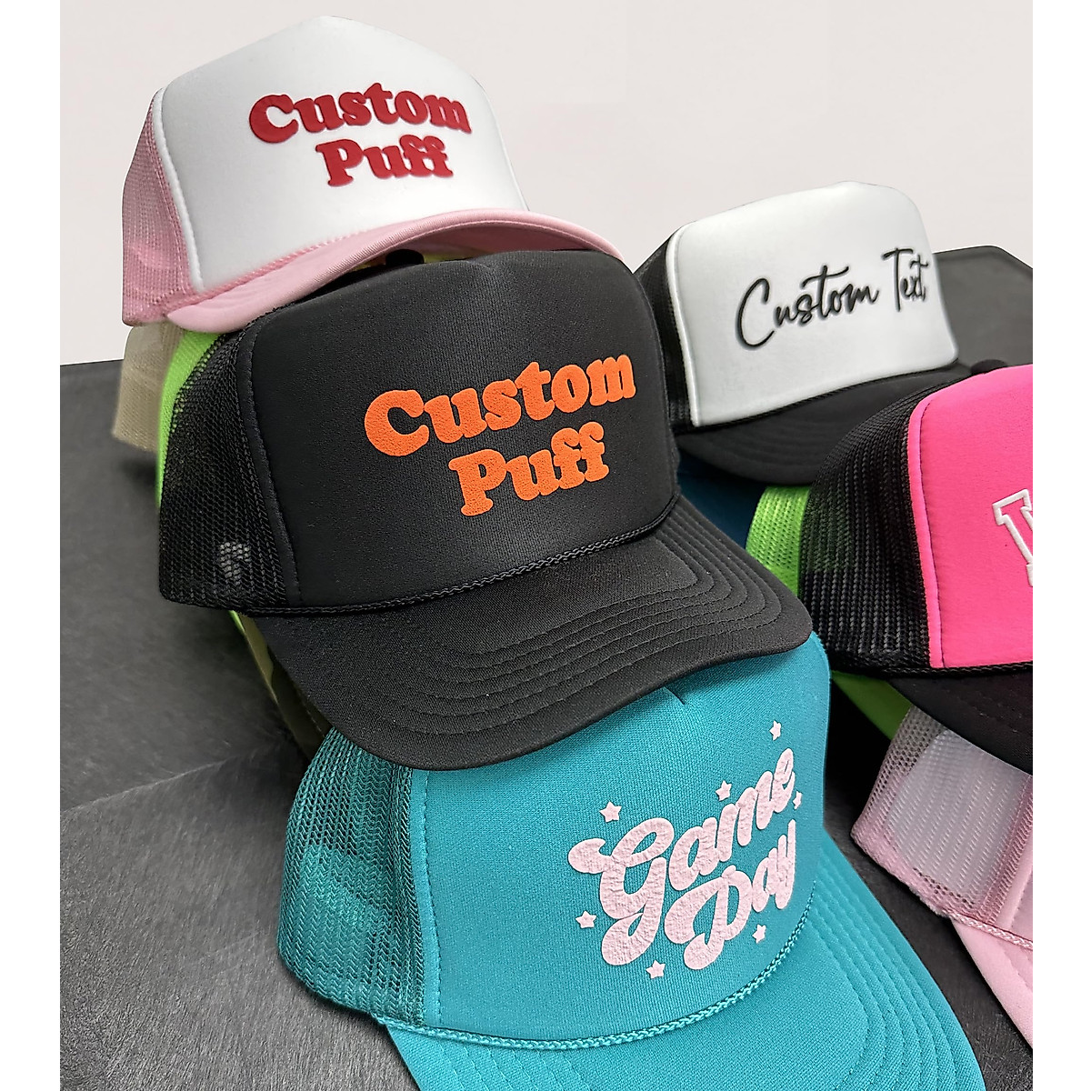 Custom Puff Print Trucker Hat Add Your Text Custom Hat for Men Women Customizable Trucker Hat with Snapback