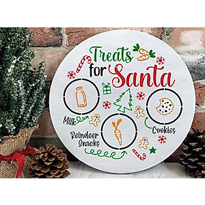 Christmas Santa Tray Stencils for Painting on Wood,Reusable Xmas Dear Santa Tray Stencil Drawing Templates for Serving Tray/Plate/Round Wood
