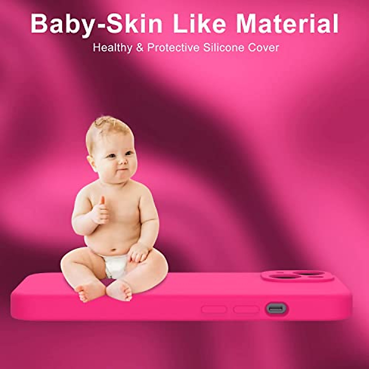 DEENAKIN Compatible with iPhone 14 Plus Case - Enhanced Camera Protection and Screen Protector - Soft Liquid Silicone Cover - Slim Fit Protective Phone Case 6.7" for Women Girls - Hot Pink