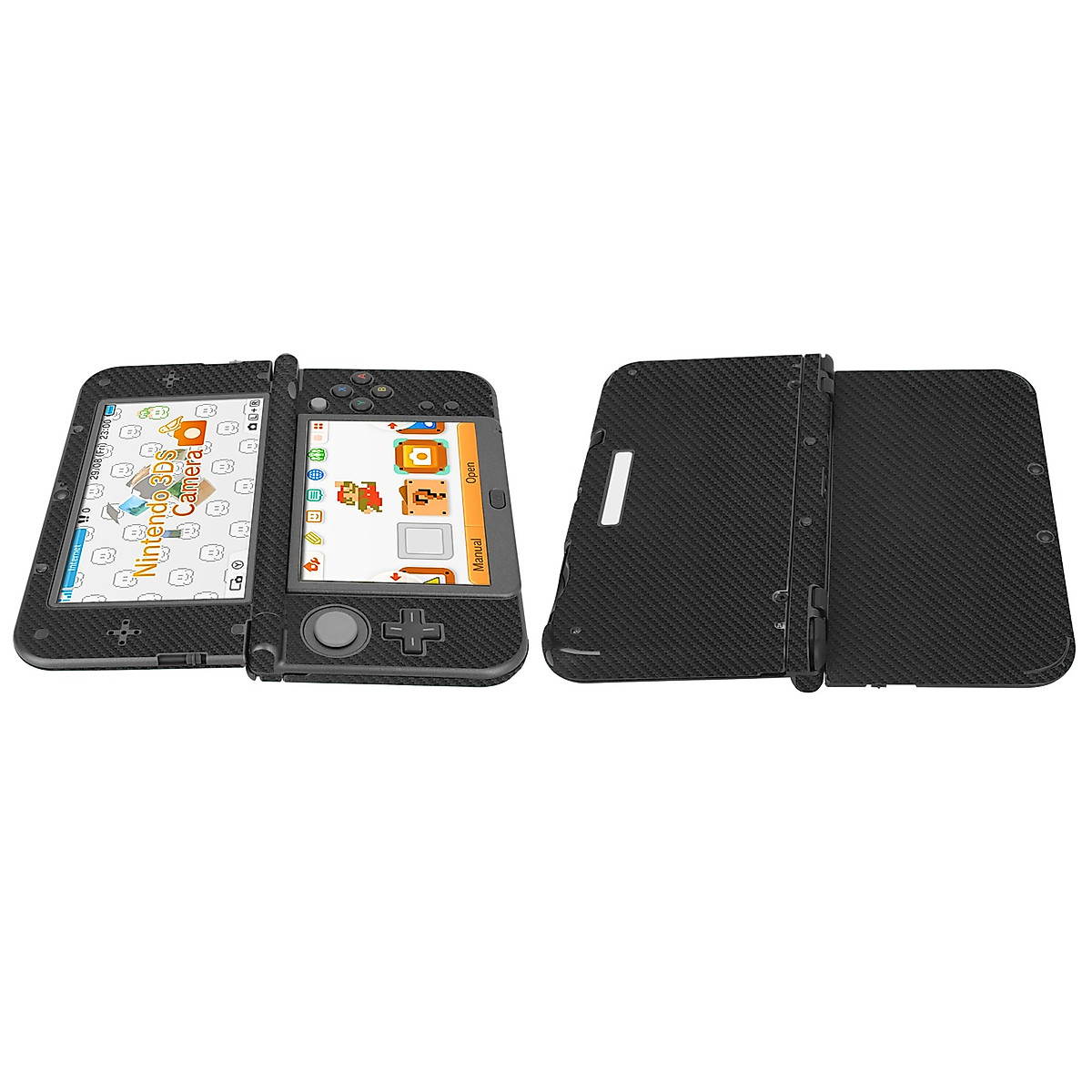 Skinomi Black Carbon Fiber Full Body Skin Compatible with Nintendo 3DS XL (Nintendo 3DS LL, 2015)(Full Coverage) TechSkin with Anti-Bubble Clear Film Screen Protector