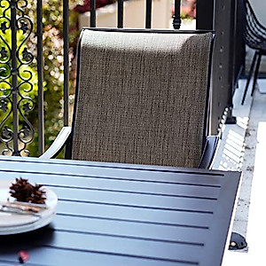 MEOOEM Outdoor Swivel Chairs Set of 2 Patio Dining Chairs High Back Rock Armchairs for Garden Bistro Backyard, Black Frame & Gray Fabric