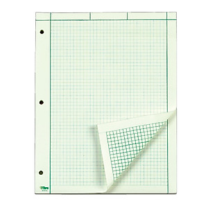 TOPS Engineering Computation Pad, 8-1/2" x 11", Glue Top, 5 x 5 Graph Rule on Back, Green Tint Paper, 3-Hole Punched, 100 Sheets (35500)