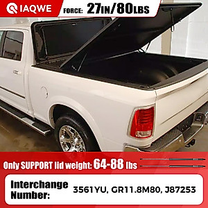 8M80 ST270M80 27 Inch 80Lbs/356N Gas Struts Spring Lift Support Shocks for Heavy Duty Tonneau Cover Trailer are Truck Cap Murphy Bed RV Bed Door Window Floor Hatch Toolbox Lid, 2pcs by IAQWE ml27-80