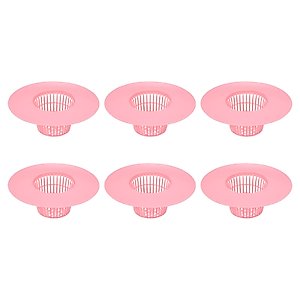 METALLIXITY Bathroom Sink Drain Strainer(2.2" x 0.6") 6pcs, Shower Drain Hair Catcher, Shower Drain Cover Fits - for Bathroom Bathtub Wash Basin Hole Shower Drains, Pink