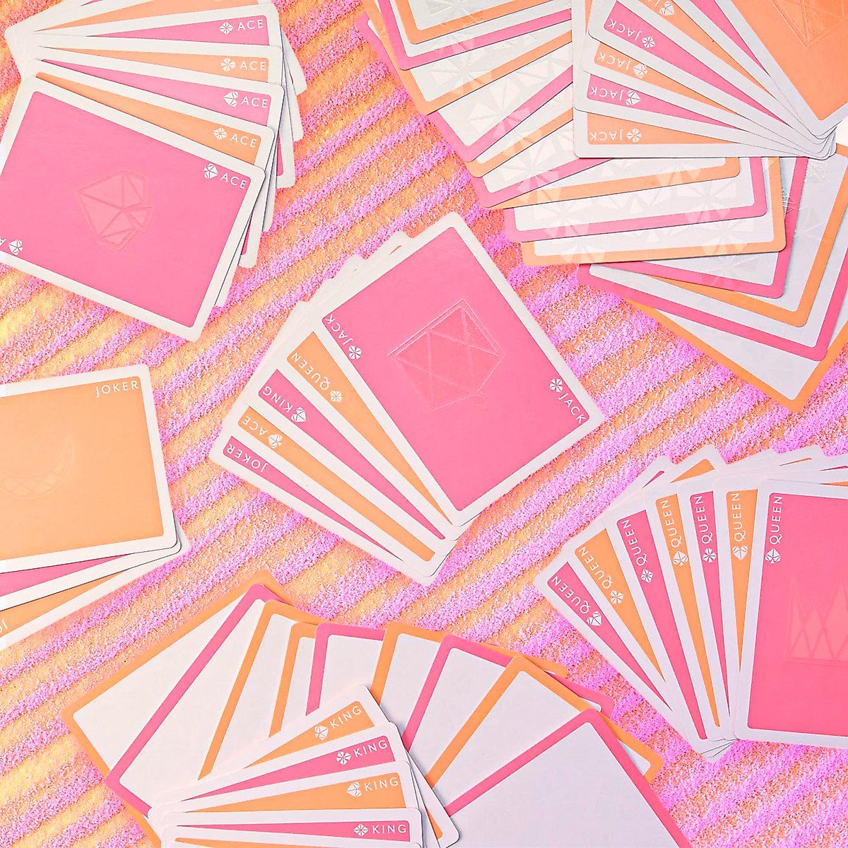 Vice Minimalist Playing Cards - Neon Orange and Pink Dual-Pack Decks - Poker Size, Standard Index, Plastic-Coated, Fluorescent with Simple Design + Spot UV Gloss - Cool Playing Cards and Novelty Gifts