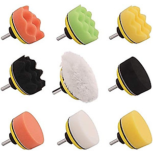 Makitoyo 3-inch Car Foam Drill Polishing Pad Kit for Car Sanding, Buffing, Polishing, Waxing, Sealing Glaze (18 Pads+2 Drill Adapters+2 Suction Cups), 22pieces 3-inch Buffing Pad Set