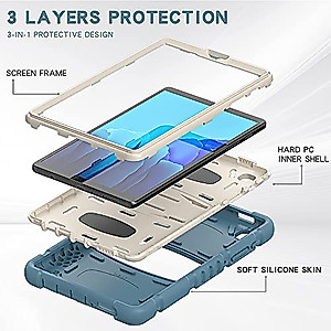 Litchi Samsung Galaxy Tab A7 Lite Case 2021, Galaxy Tab A7 Lite 8.7 Inch Case with Kickstand, Protective Rugged Case for SM-T220/T225-Cornflower Blue