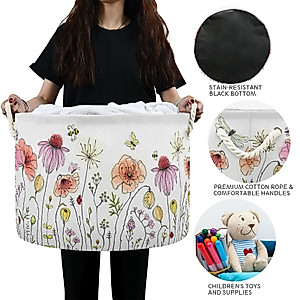 xigua Cotton Rope Basket Colorful Wildflowers Baby Laundry Basket Blanket Kids Toy Storage Basket Glove Box