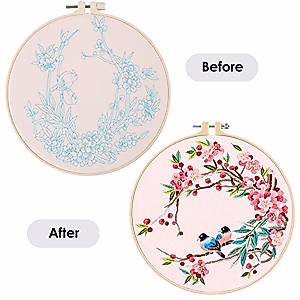 VOLSION Embroidery Starter Kit – Cross Stitch Kit with Embroidery Cloth, Plastic Hoop, Needles and Threads, Instructions – Complete Embroidery Kit for Adults – Suitable for Beginners and Hobbyists