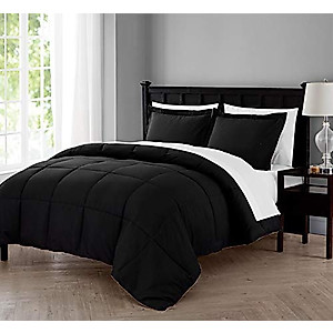 VCNY Home - Queen Bed in a Bag, Reversible 7-Piece Bedding Set, Stylish Room Decor (Lincoln Black/White, Queen)