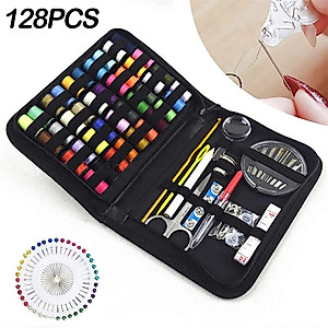 LUbrel Mini Travel Sewing Kit,128pcs Sewing Kits DIY Multi-Function Box Set Thread Stitches Knitting Needles Tools Embroidery Accessories