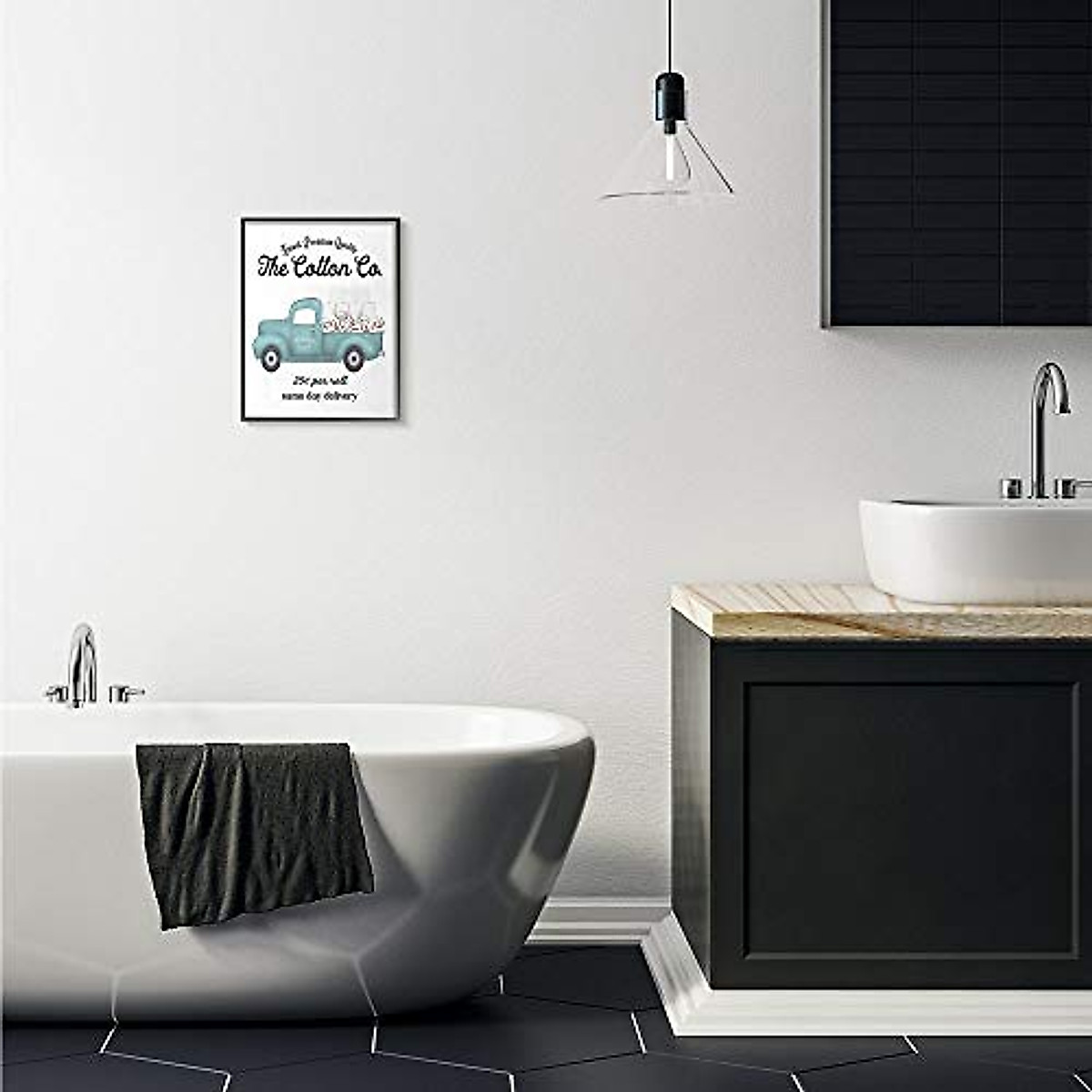 Stupell Industries Toilet Paper Cotton Co Delivery Truck Bathroom Word, Design by Artist Lettered and Lined Wall Art, 11 x 1. 5 x 14 Inch, Black Framed