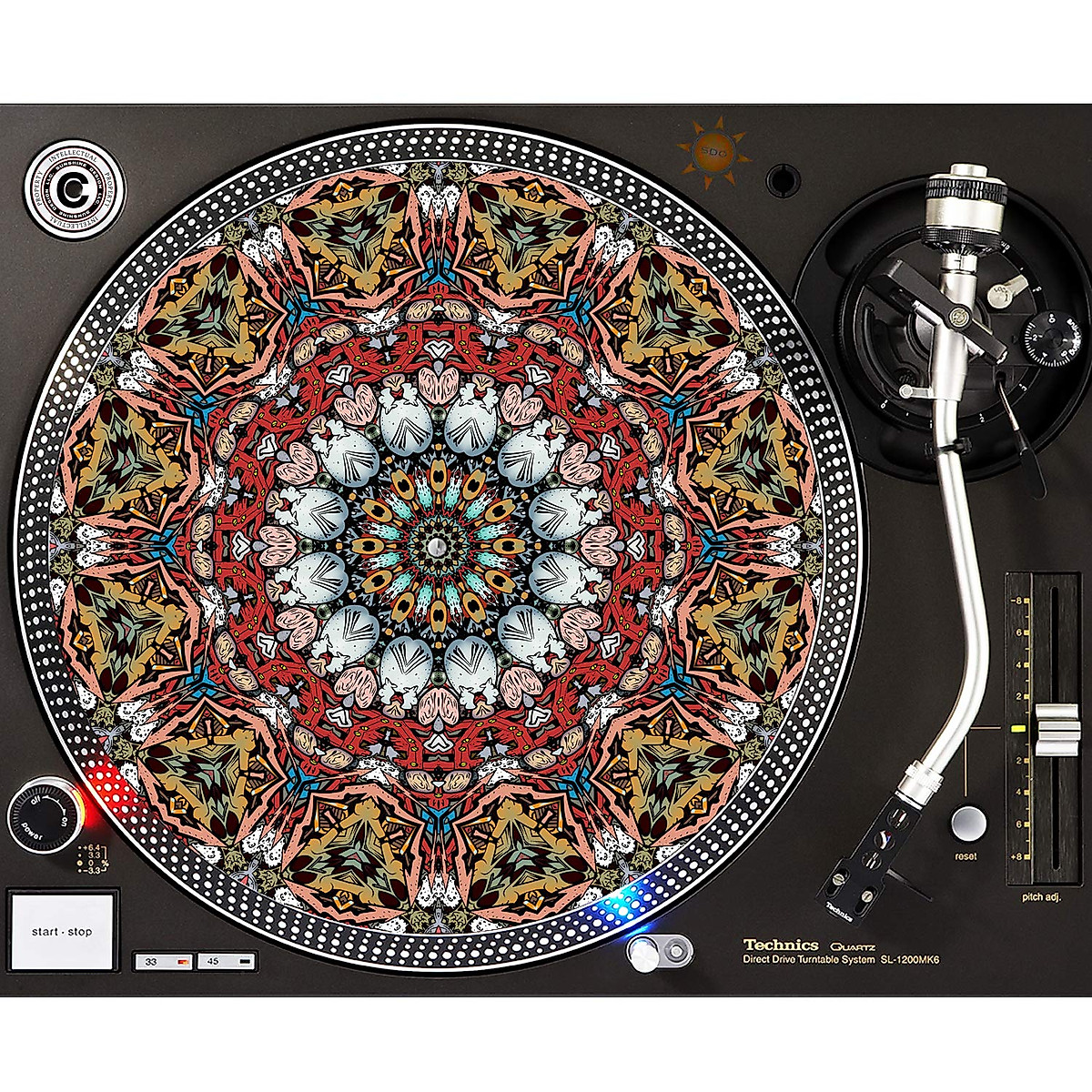 Africa Mandala - DJ Turntable Slipmat 12 inch GLOW (glows under black light)