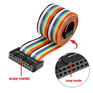 uxcell IDC Rainbow Wire Flat Ribbon Cable 20 Pins 66cm Length 2.54mm Pitch Type-B