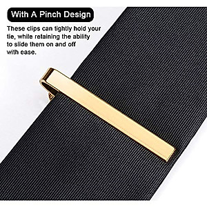 8 Pack Tie Clip for Men Roctee Tie Bar Clip Set Formal Business Men's Necktie Clips Shirts Men Slim Tie Pin Clamp, Gold Silver Black, New and Fashion