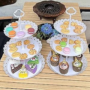 Cupcake Stand/Holder Plastic Dessert Stand White Cake Stand 3 Tiered Serving Stand Display Stand Reusable Pastry Platter for Wedding Birthday Baby Shower Tea Party Decorations