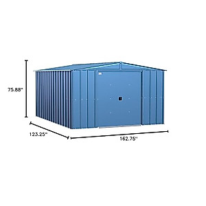 Arrow Classic Steel Storage Shed, 10x14, Blue Grey