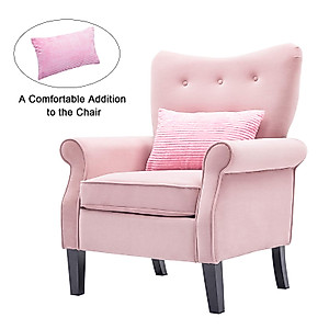 Artechworks Tufted Upholstered Accent Arm Chair, Comfy Single Sofa Club Chair for Living Room, Bedroom, Home Office, Hosting Room,Pink
