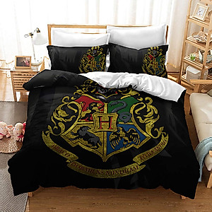 Bedding Duvet Cover Harry Potters Lightweight Decorative Modern Style Microfiber, Soft Microfiber Bedding Set, 1 Duvet Cover&2 Pillow Cases, No Comforter