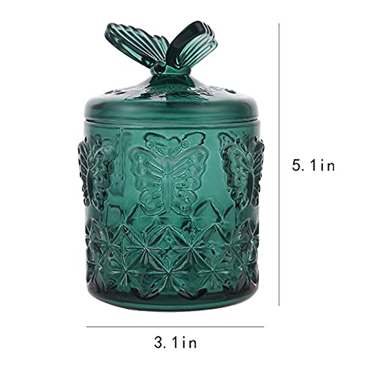 RockTrend Relief Butterfly Coloured Glass Storage Jar Candy Dish Swab Box with Lid