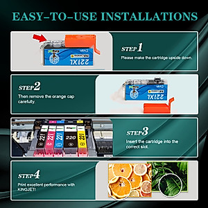 Kingjet Compatible Ink Cartridge Replacement for Canon 221 CLI-221 Work with Pixma IP3600 IP4600 IP4700 MX860 MX870 MP560 MP620 MP620B MP640 MP980 MP990, 9 Pack, (CLI221 Ink: 3C 3M 3Y)