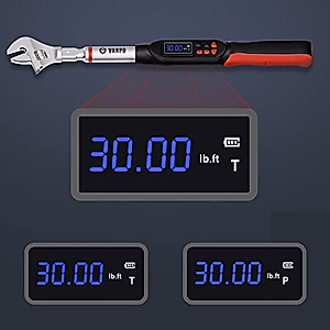 VANPO Digital Open End Torque Wrench, 34MM Adjustable Jaw, 5-99.6 Ft-lb/6.8-135 N.m, LCD Display, Anti-Drop Design