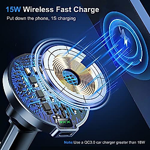 9XX Magnetic Wireless Car Charger for iPhone 14 13 12 Pro Max Mini Samsung w/MagSafe Style Cases - 15W Fast Charge, 360° Rotation, Military-Grade Suction Mount - Ultimate Magsafe Car Mount Charger