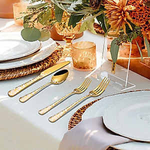 20-Piece Gold Silverware Set for 4, Stapava Stainless Steel Gold Flatware Cutlery Set, Unique Tableware Utensil Sets Include Forks Spoons And Knives Set, Mirror Polished, Dishwasher Safe